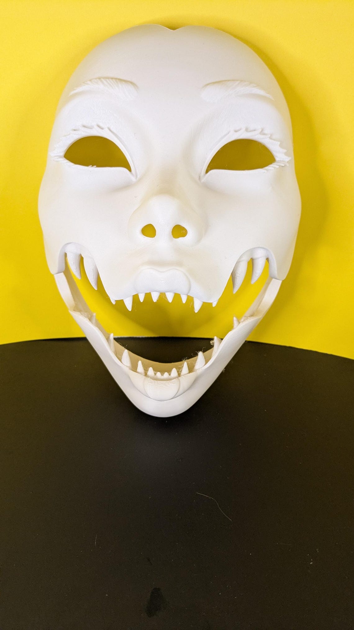 White Plain Geisha Mask With Hinged Jaw, Fully Paintable. Cosplay ...