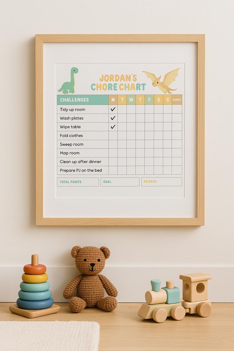 Editable Dinosaur Chore Chart for Kids | Printable | Kids Daily Weekly ...