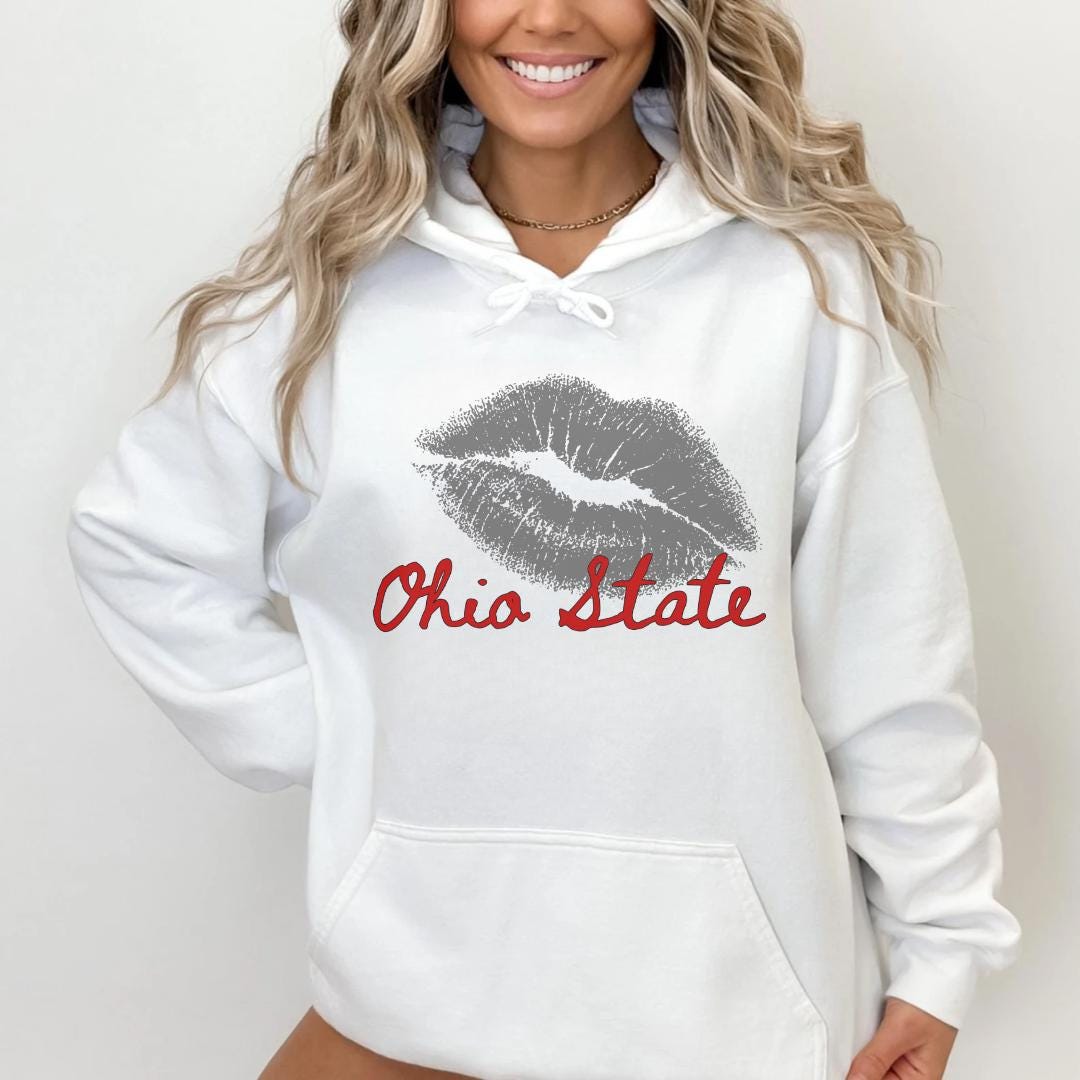 Ohio State Lip Print Fleece Hoodie: OSU Campus Style - Etsy