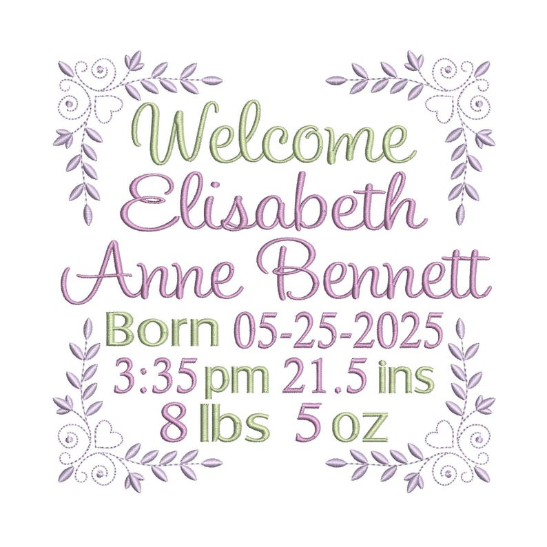 Baby Birth Template, Birth Stats, Baby Girl Announcement, Baby Shower ...
