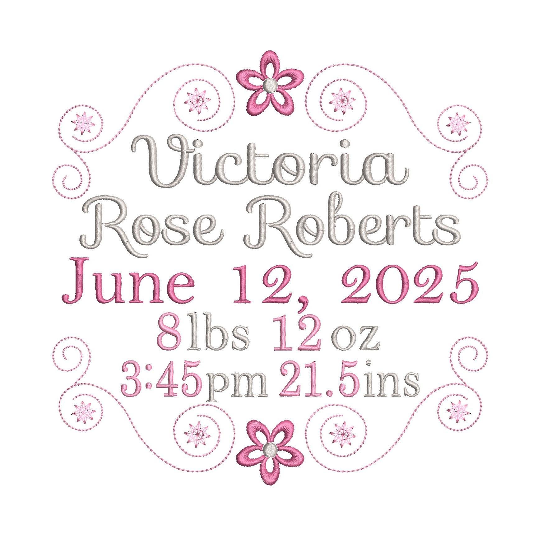 Baby Birth Template, Birth Stats, Baby Girl Announcement, Baby Shower ...