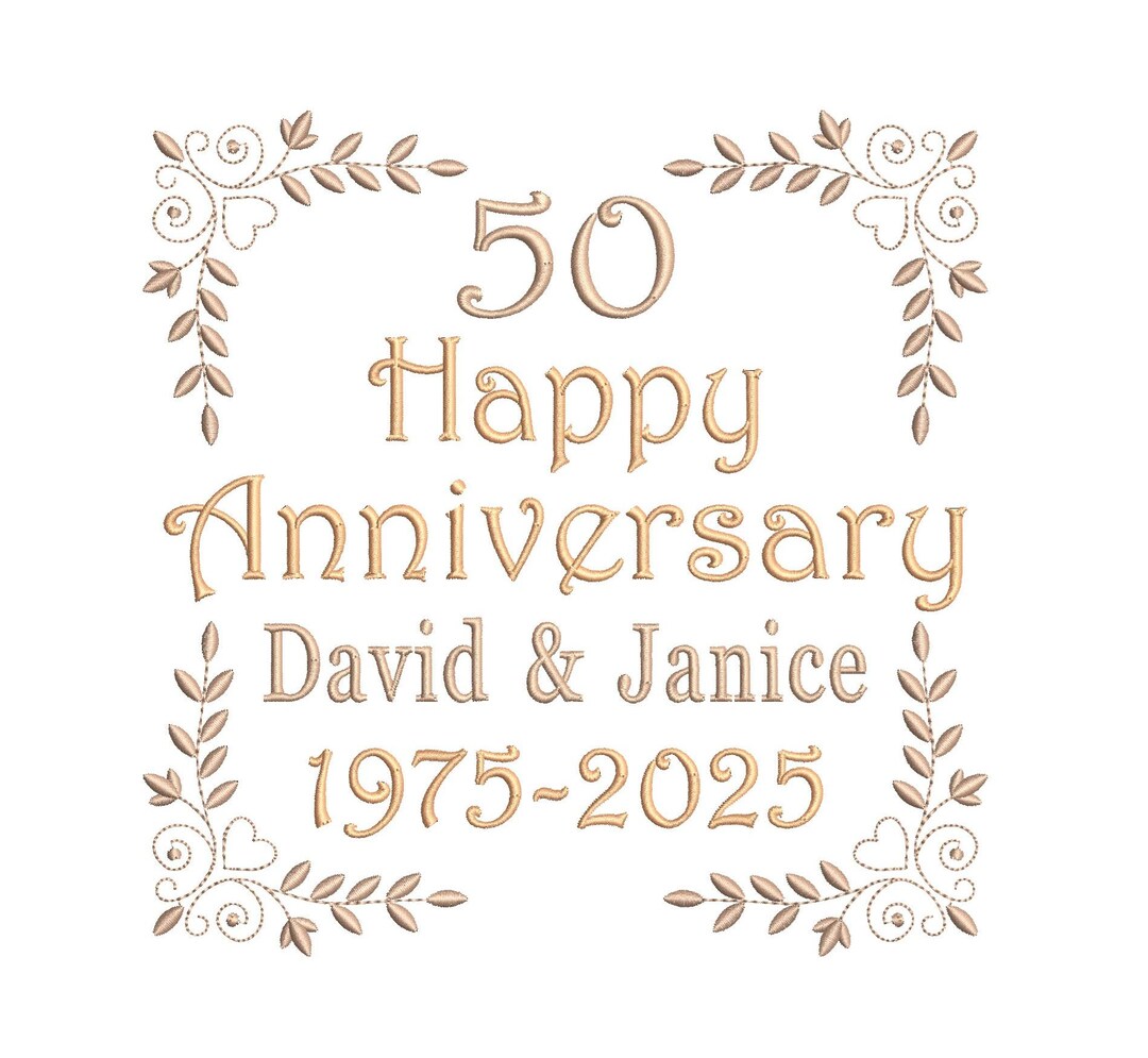 50th Wedding Anniversary Template, Golden Wedding, Scrolls, Hearts ...