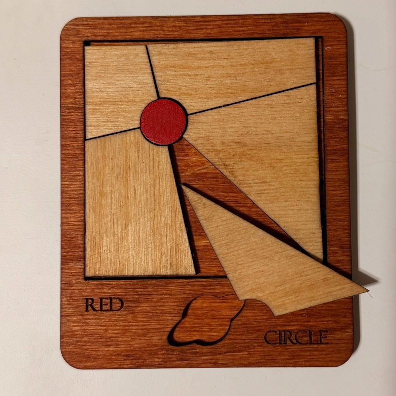 Red Circle Puzzle | Handmade Laser Cut Wooden Brain Teaser - Etsy
