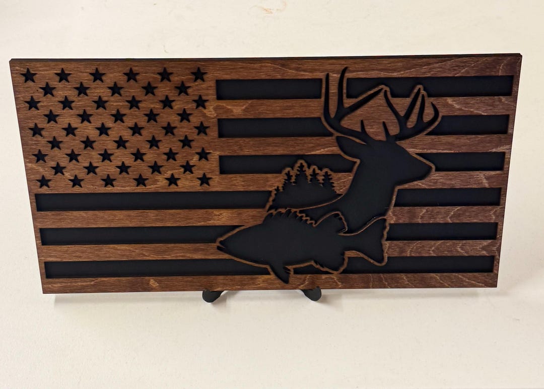 Hunting and Fishing Wooden Flag - Etsy