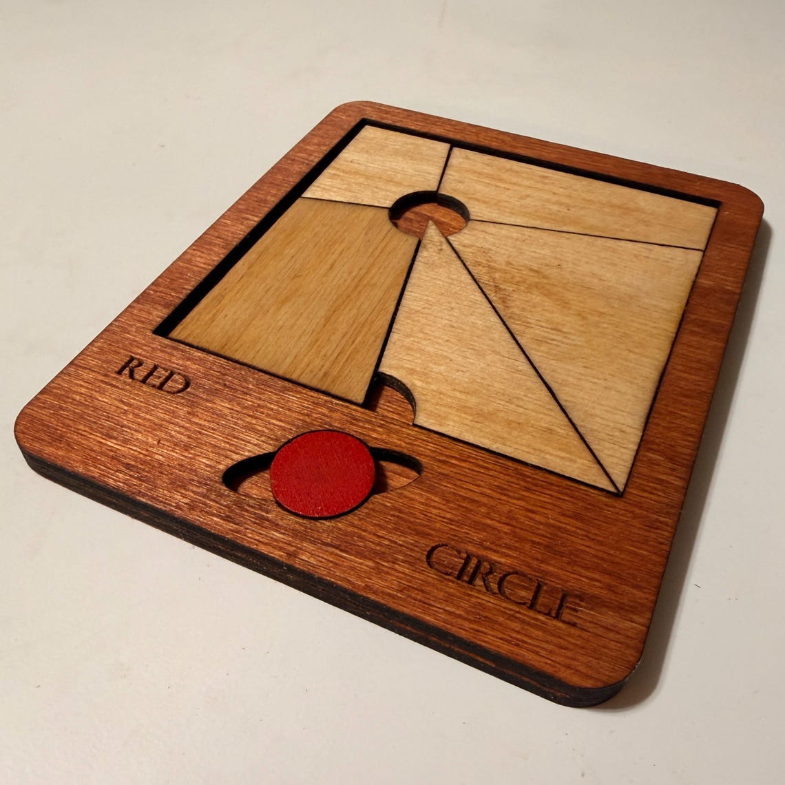 Red Circle Puzzle | Handmade Laser Cut Wooden Brain Teaser - Etsy