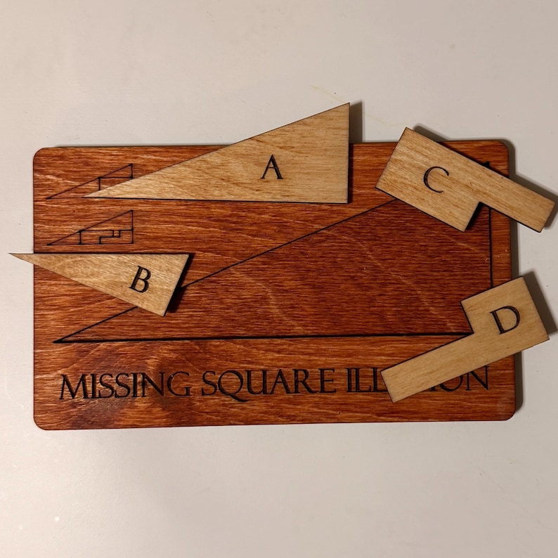 Missing Square Illusion Puzzle | Laser Cut Wooden Brain Teaser - Etsy