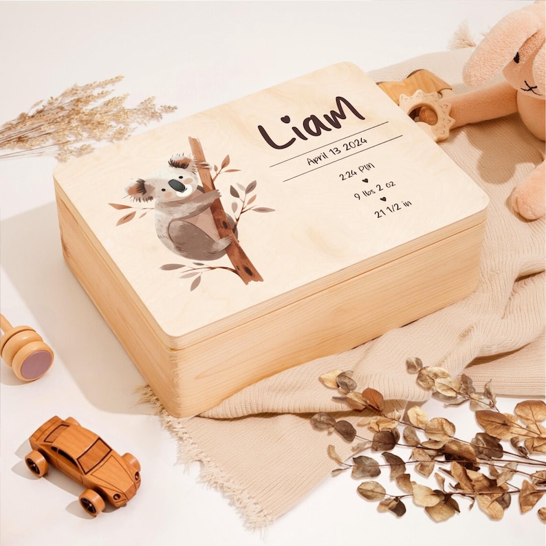 Personalized Baby Keepsake Box Jungle Animal Themed Baby Keepsakes ...