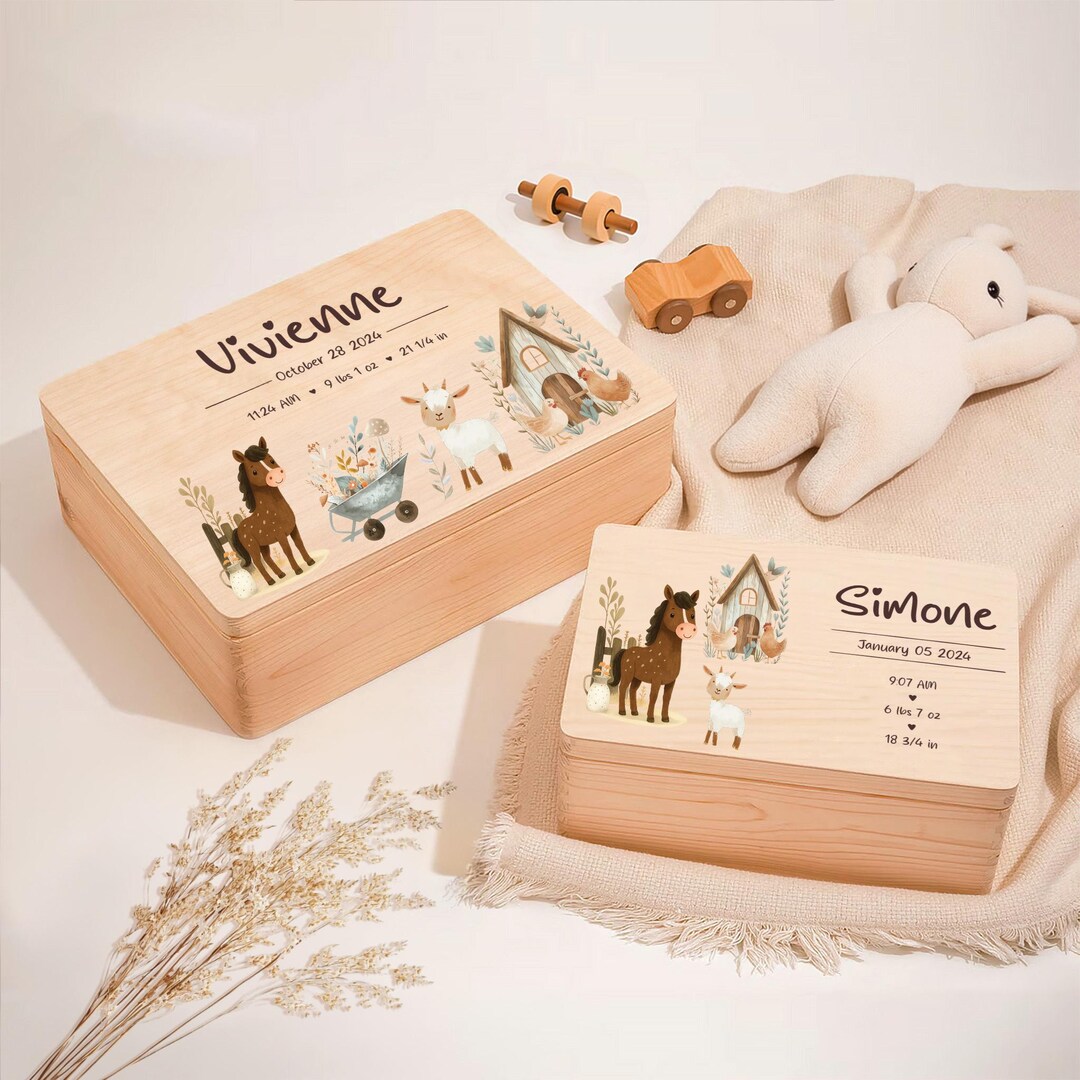 Personalized Keepsake Box for Kids Horse Farm Themed Baby Keepsakes ...