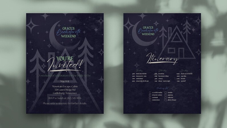 EDITABLE Template - Witchy Cabin Theme - Bachelorette Party Weekend ...