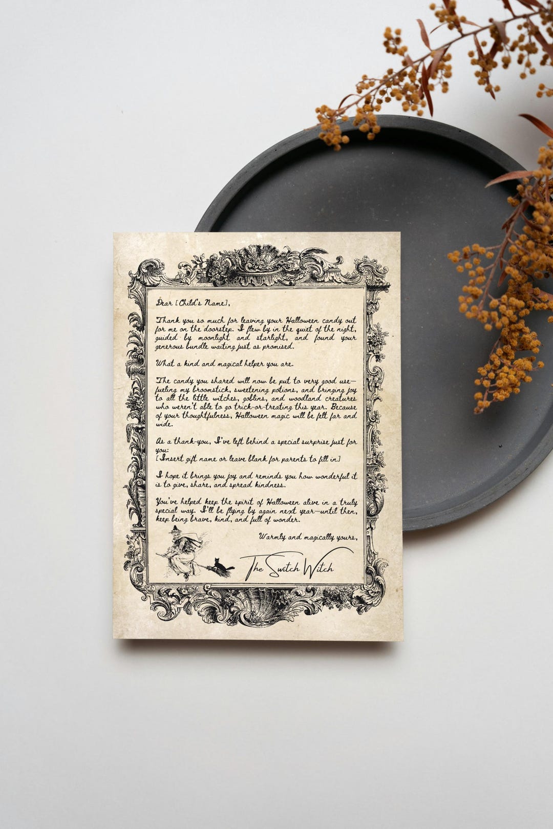 Whimsical Switch Witch Letter Printable | Halloween Candy Exchange Note ...