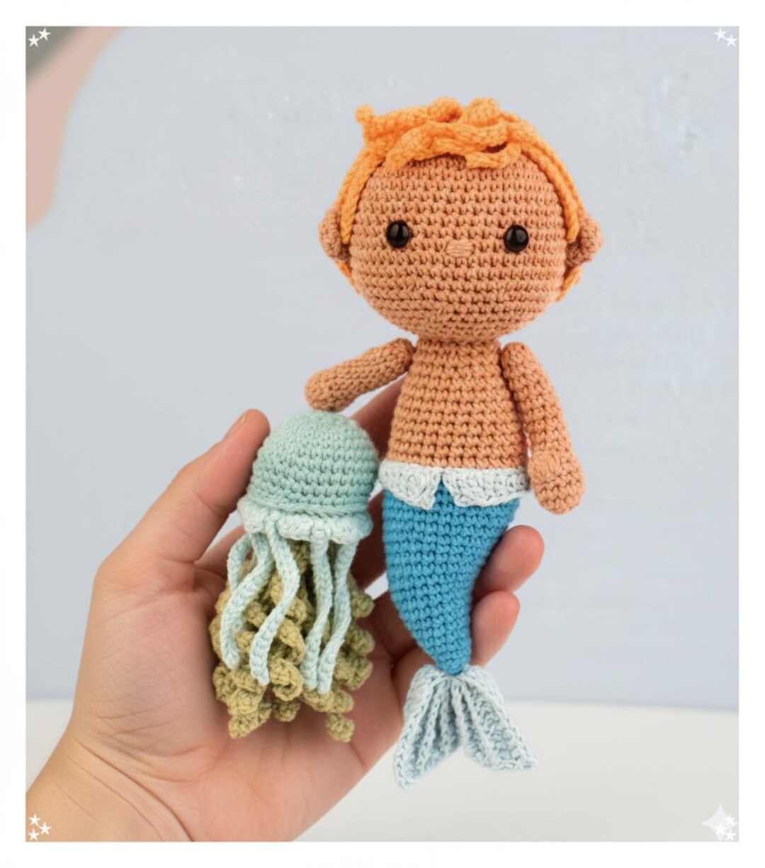 Amigurumi Merman Crochet Pattern: Poseable Merboy & Jellyfish (PDF) - Etsy