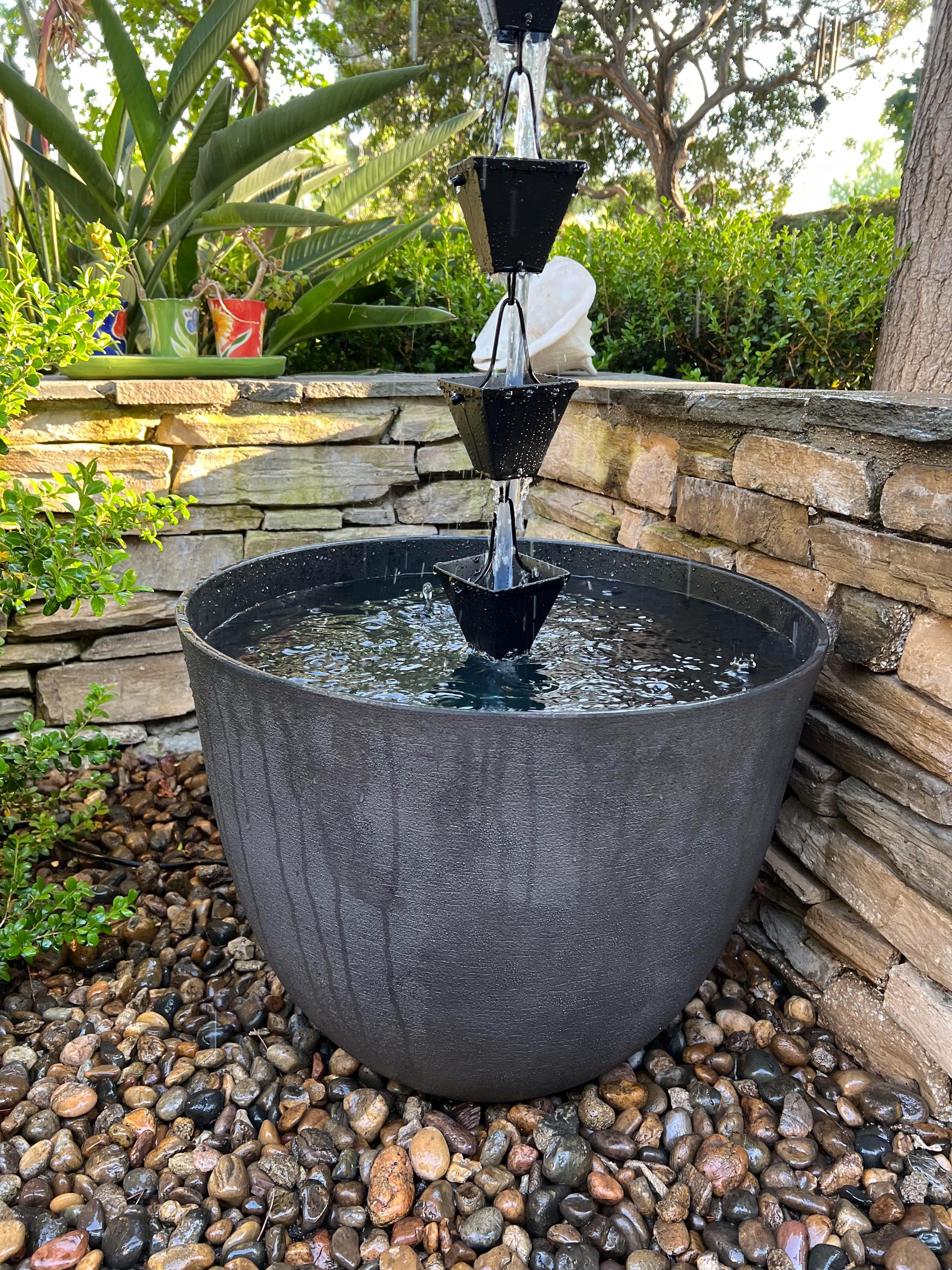 Modern Rain Chain Fountain - 8ft Tall | Zen Water Feature | Patio ...