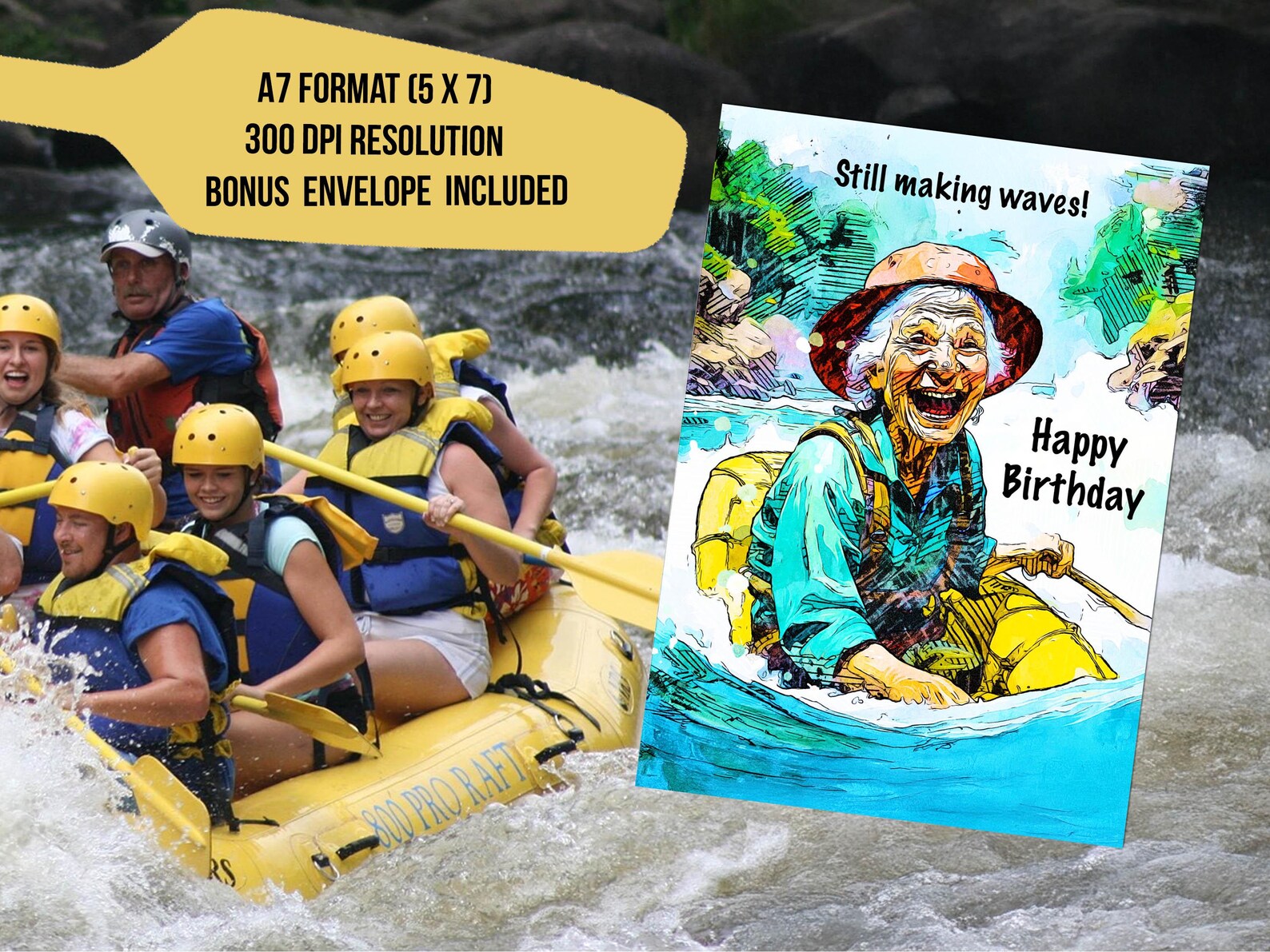Whimsical 'still Making Waves' Birthday Card (digital Download, PDF ...