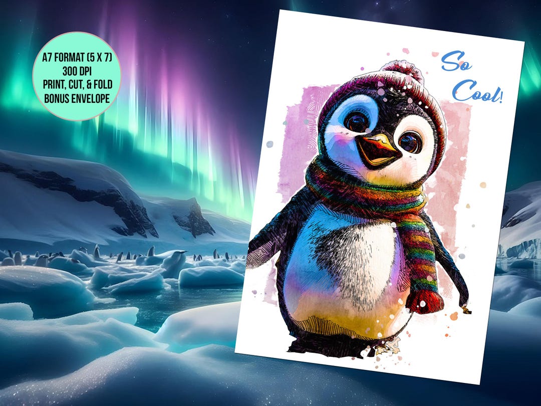 Printable Penguin Congratulations Card: Winter Theme (digital Download ...
