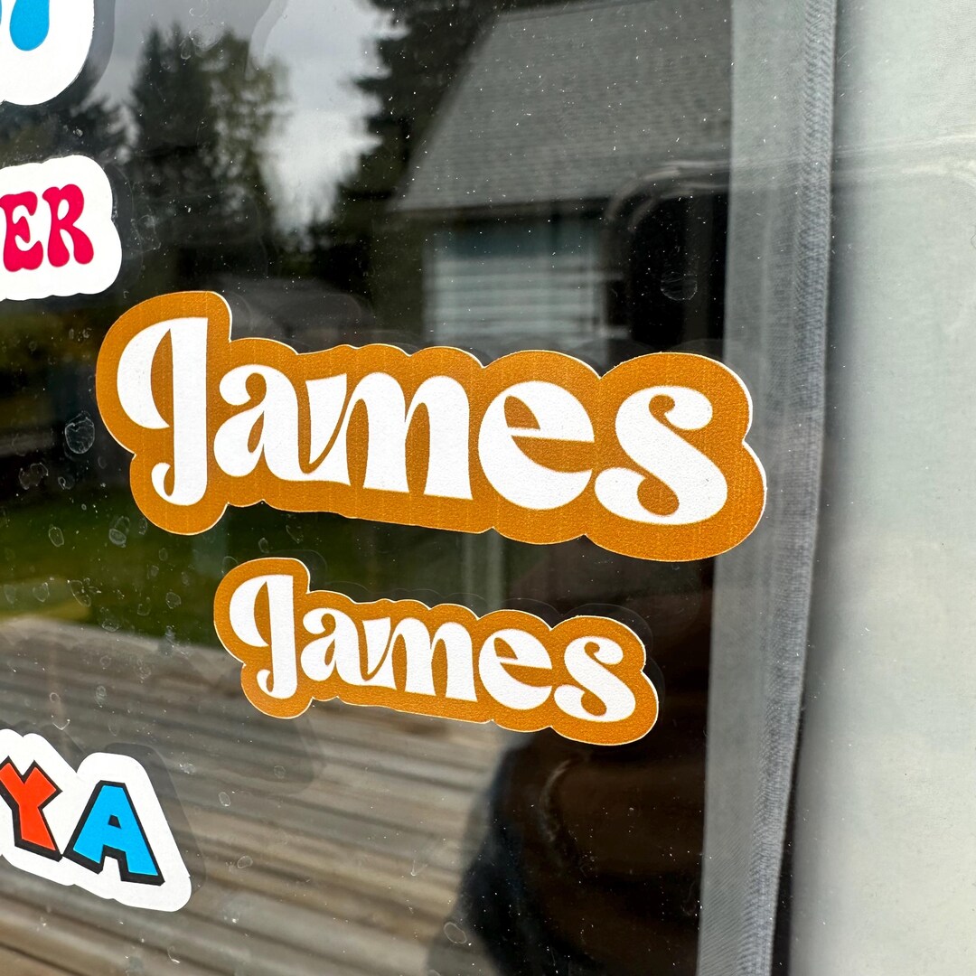 Custom Name Sticker – Retro Font Waterproof Vinyl Decal - Etsy