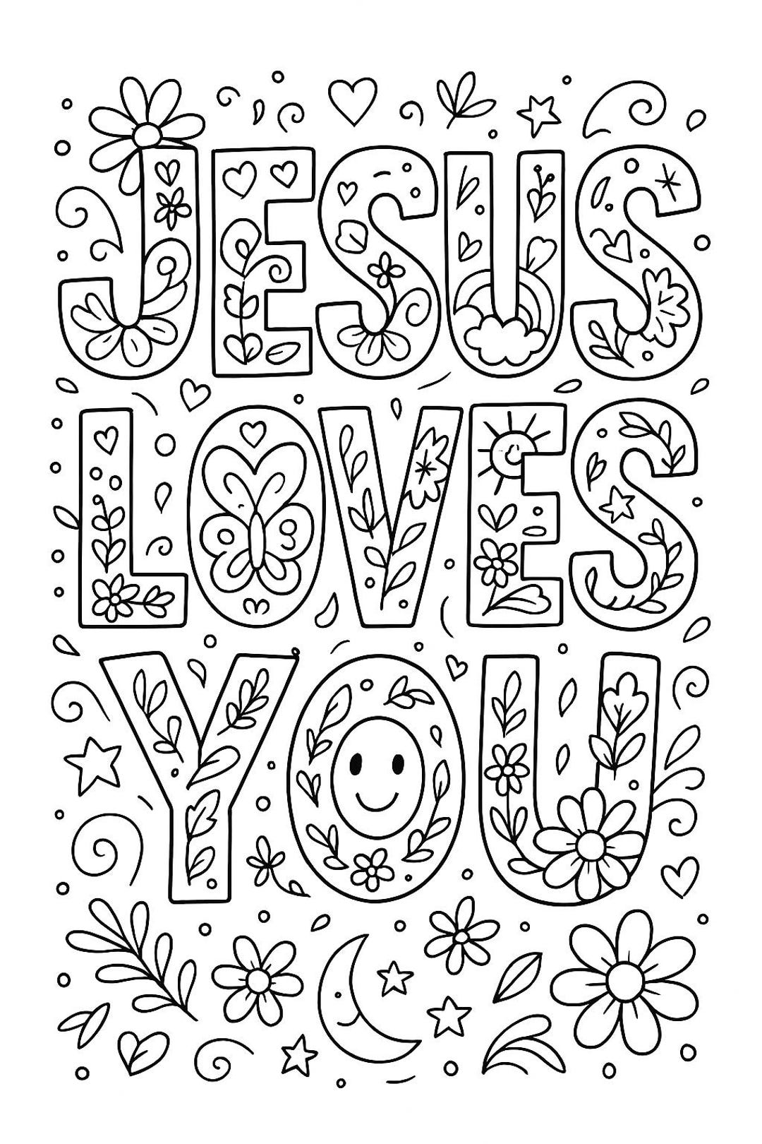Jesus Loves You Coloring Page - Etsy Canada