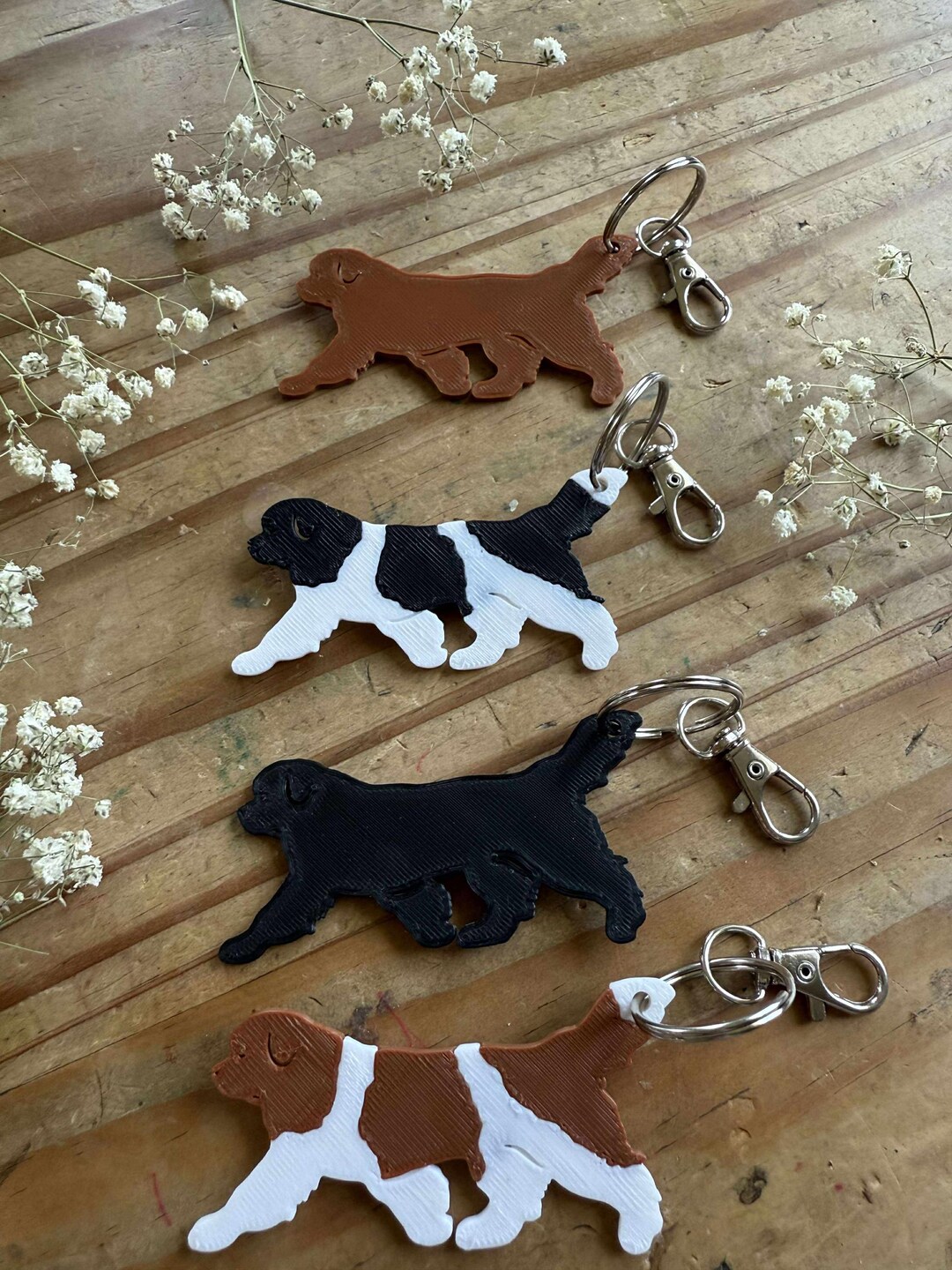 Newfoundland Dog Keychain – 3D Printed Silhouette Pet Gift for Dog ...
