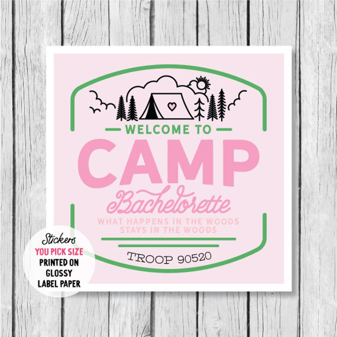 Camp Bachelorette Party Welcome Label Cabin Themed Sticker - Etsy