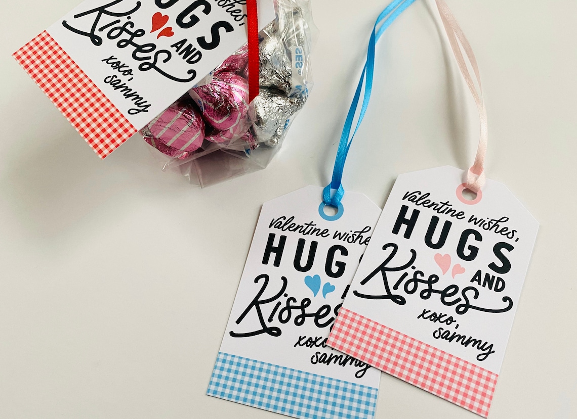 Hugs and Kisses Valentines Day Treat Gift Tag Teacher Gift | Etsy