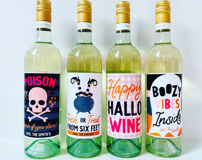 Halloween Wine Labels Glam, Youve Been Boozed Halloween Wine Gift Label ...