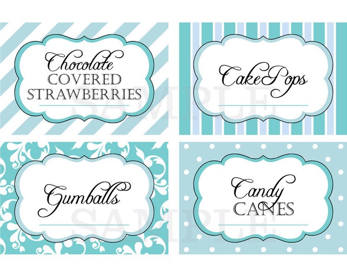 Printable Candy Buffet Labels for Wedding or Shower Shades of Blue - Etsy