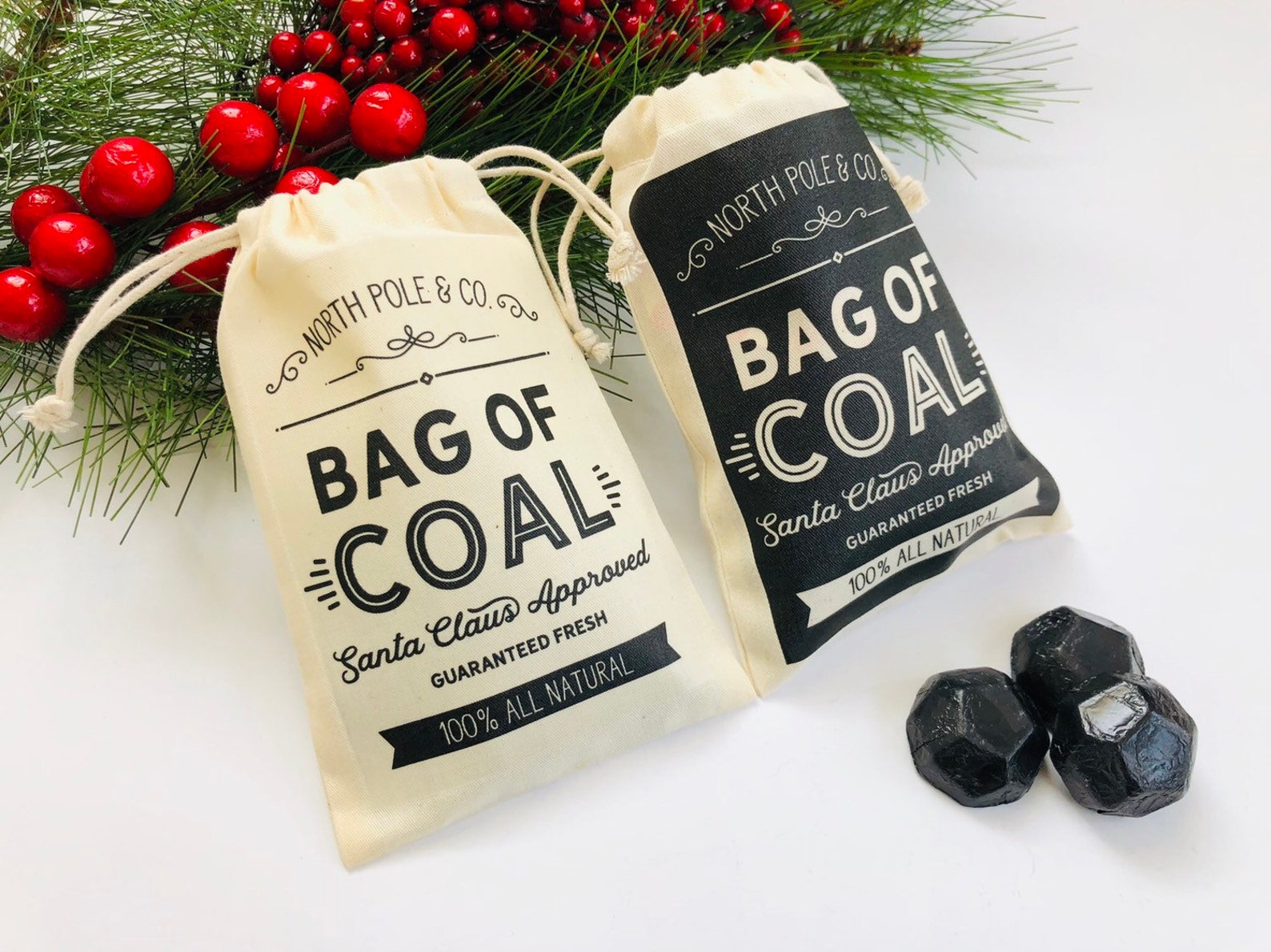 Christmas Coal Bag Christmas Favor Bag Christmas Gift Bag - Etsy