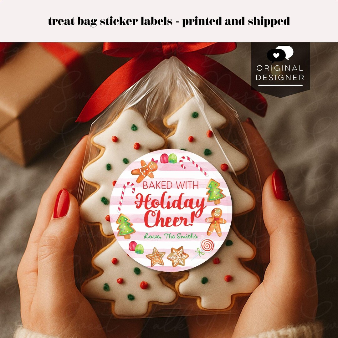Christmas Cookie Sticker Label, Holiday Cookie Swap Baked With Love ...