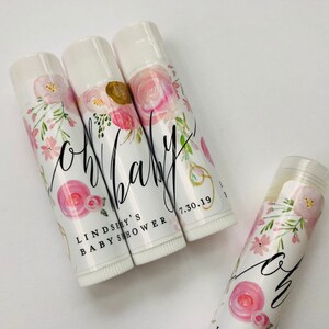 Personalized Oh Baby Shower Chapstick Favors, Pink and Gold Chapstick ...