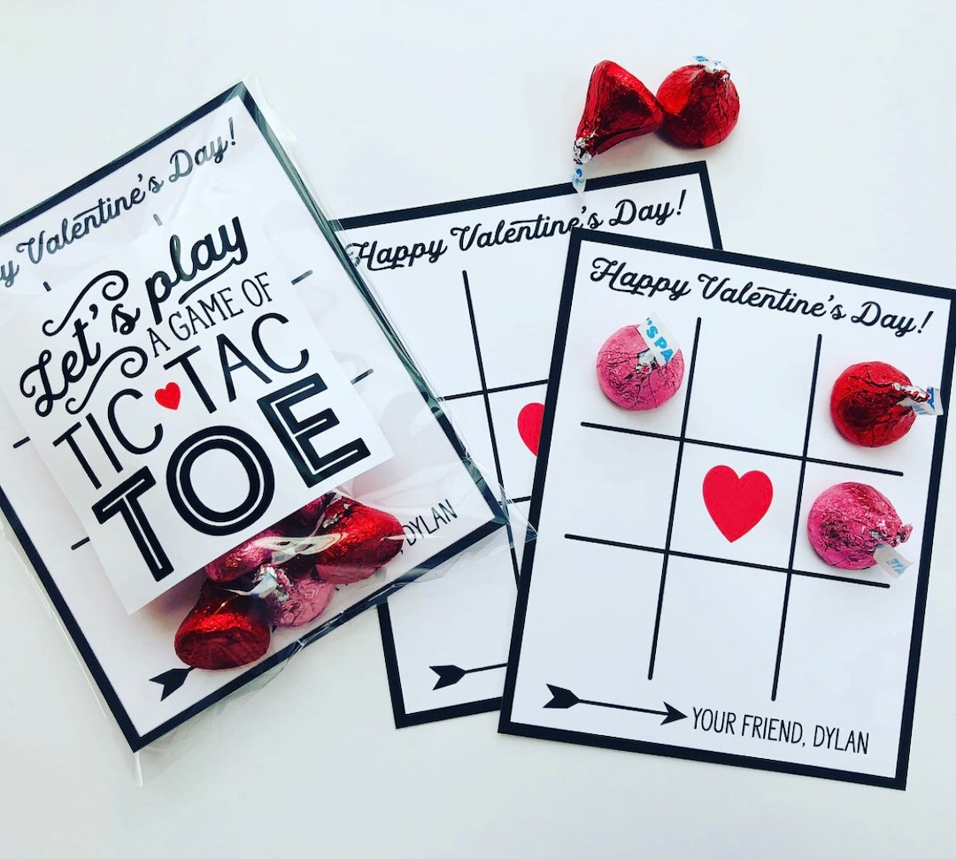 Kids Tic Tac Toe Valentines Day Card, School Valentine, Valentines for ...