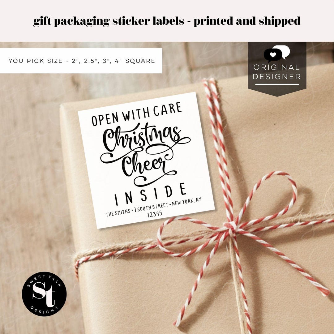 Christmas Gift Packaging Sticker Label Minimalist Design, Santa Post ...
