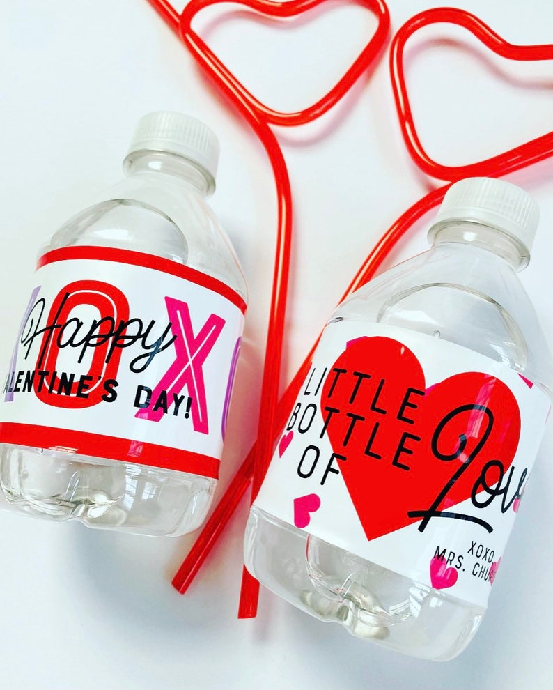 Kids Valentines Day Party Water Bottle Labels Valentines Day - Etsy