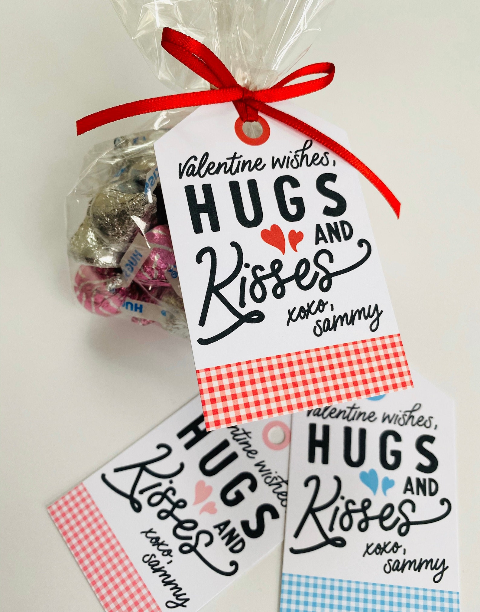 Hugs and Kisses Valentines Day Treat Gift Tag, Teacher Gift Label for ...