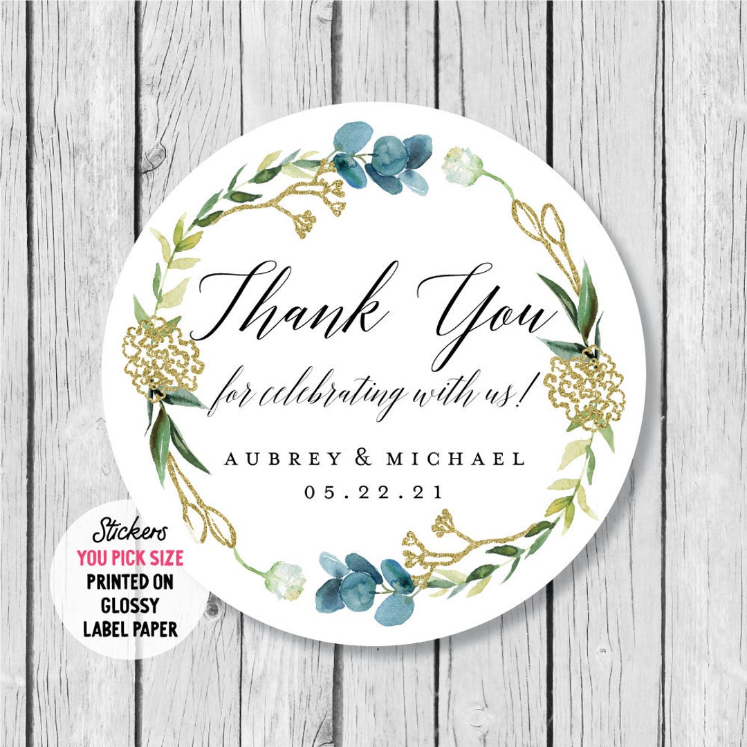 Personalized Wedding Thank You Sticker Label for Favors, Wedding ...