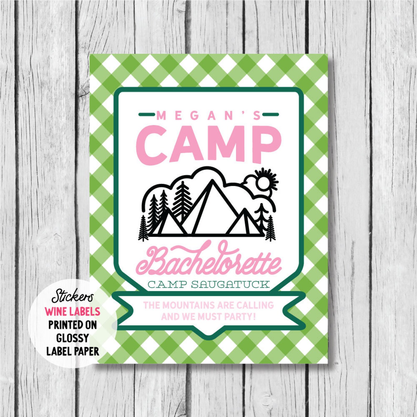 Camp Bachelorette Party Favor Wine Label Cabin Themed Party - Etsy