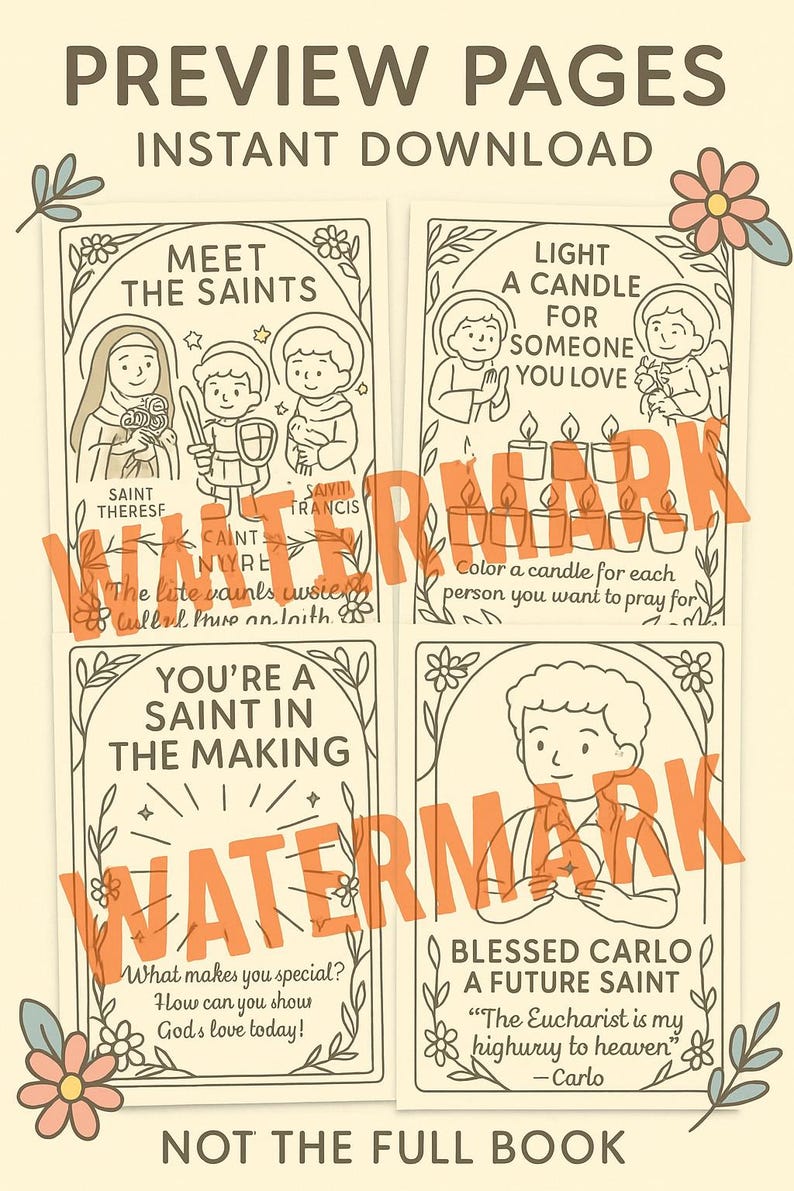 Catholic Little Saints Coloring Book for Kids - Fun Printable Christian ...