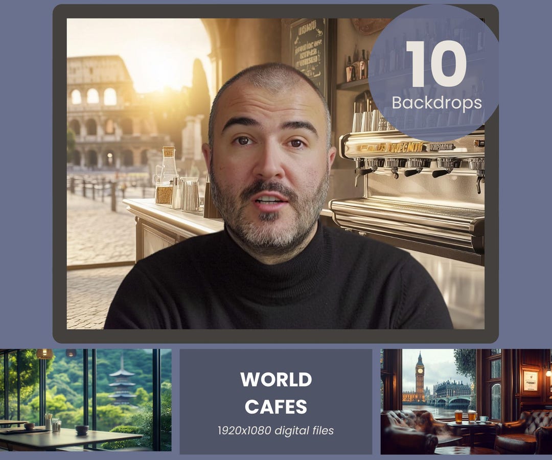 Global Coffee Shop Virtual Backgrounds, Landmark Zoom Backdrops, World ...