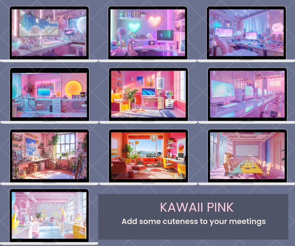 Kawaii Pink Zoom Backgrounds | Cute Virtual Meeting Backdrops | Gen Z ...