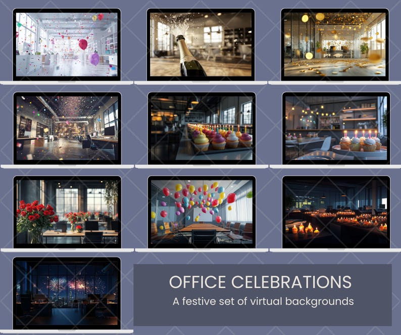 Celebration Virtual Backgrounds, Office Party Zoom Backdrops, Balloons ...