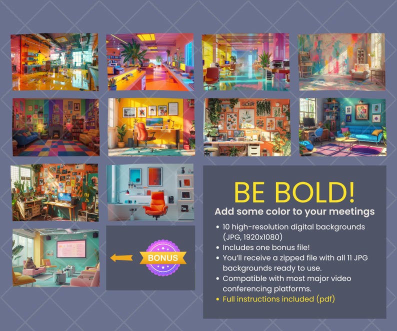Background Zoom Colorful | Fun Virtual Office Backdrops | Bright, Bold ...
