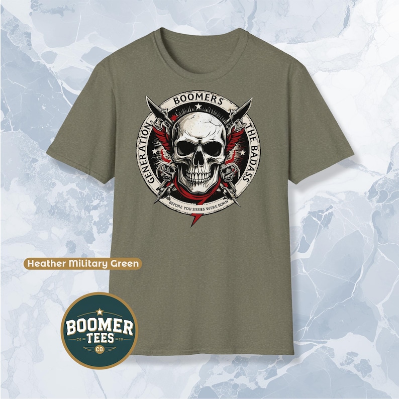 Boomers Badass Generation Skull Shirt Funny Boomer Pride Tee Bold Retro ...