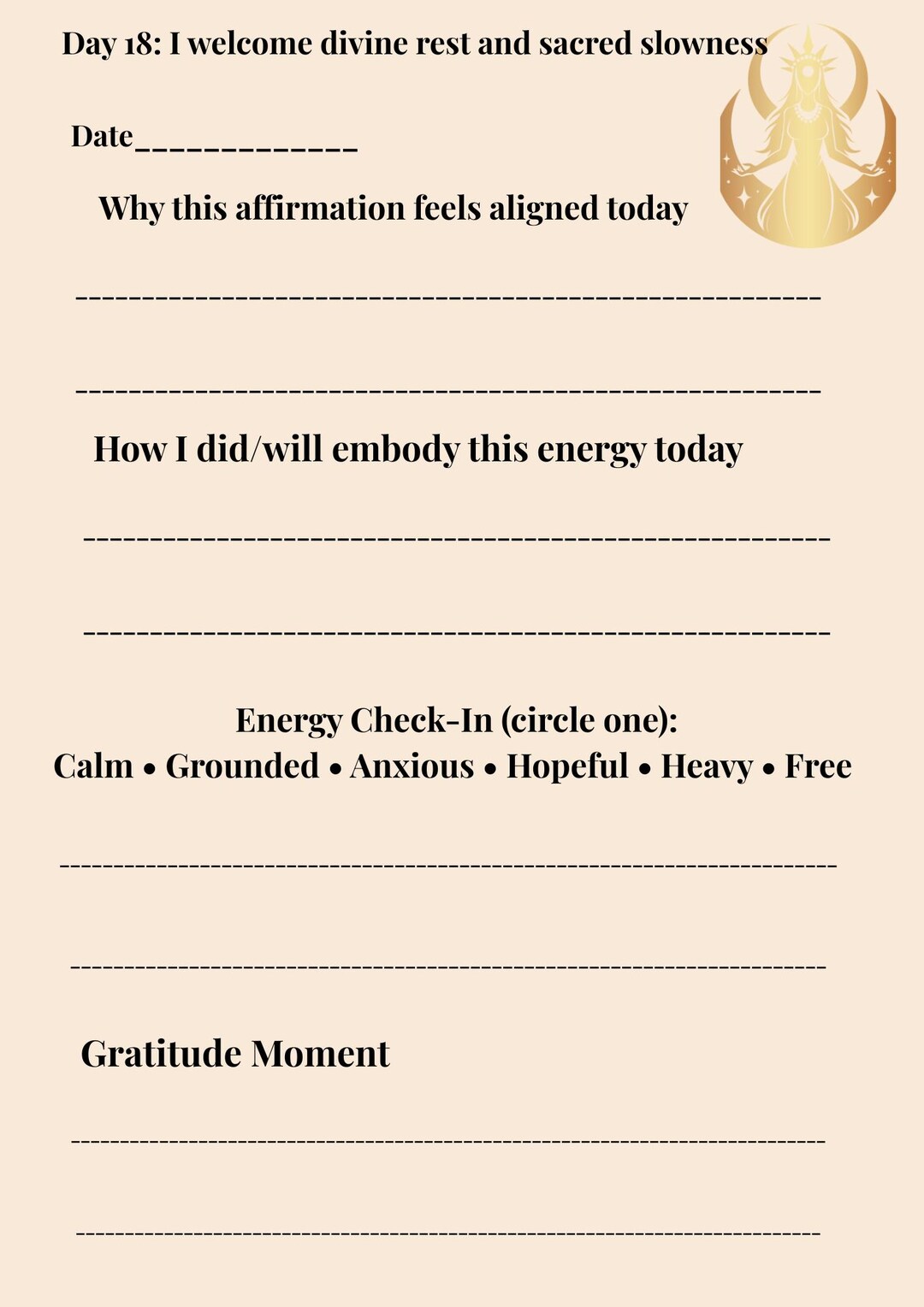 Daily Affirmation Journal Printable | 30-day Self-love, Energy ...