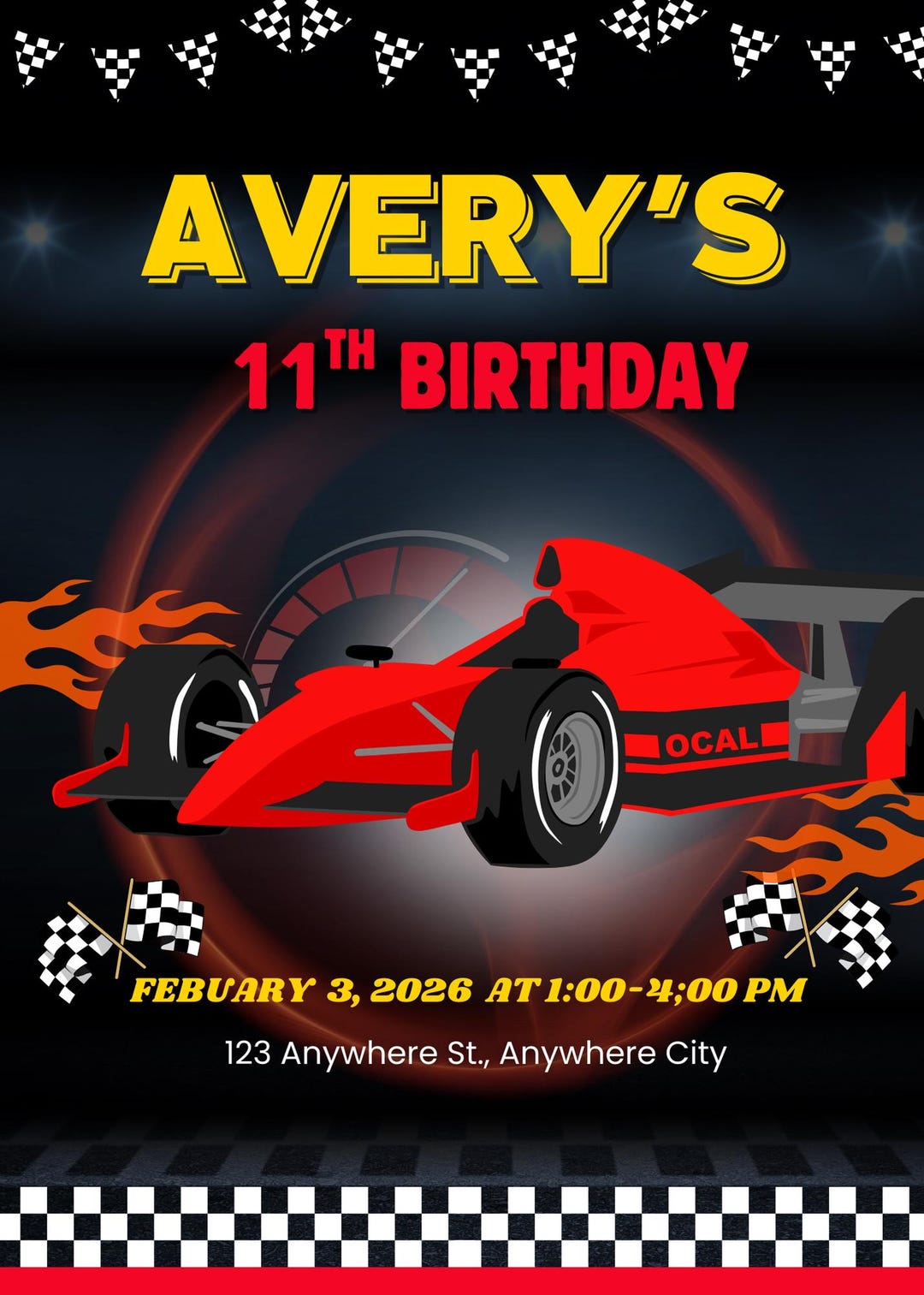 Customizable Digital Download Template- Race Car Hot Rod Birthday ...