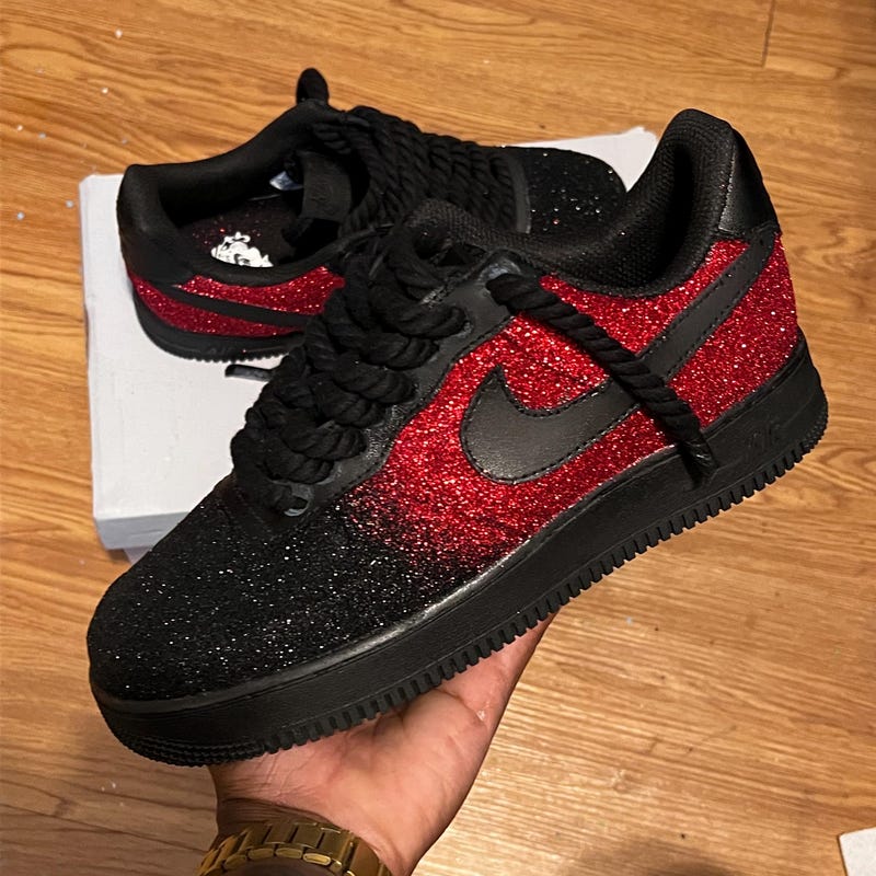 Black Red Bottom Sneakers - Etsy