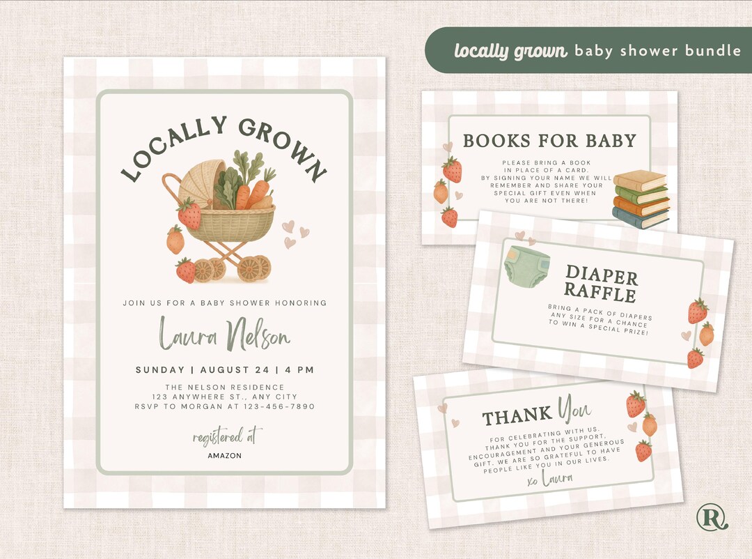 Locally Grown Baby Shower Printable Bundle | Farmers Market Theme Baby ...