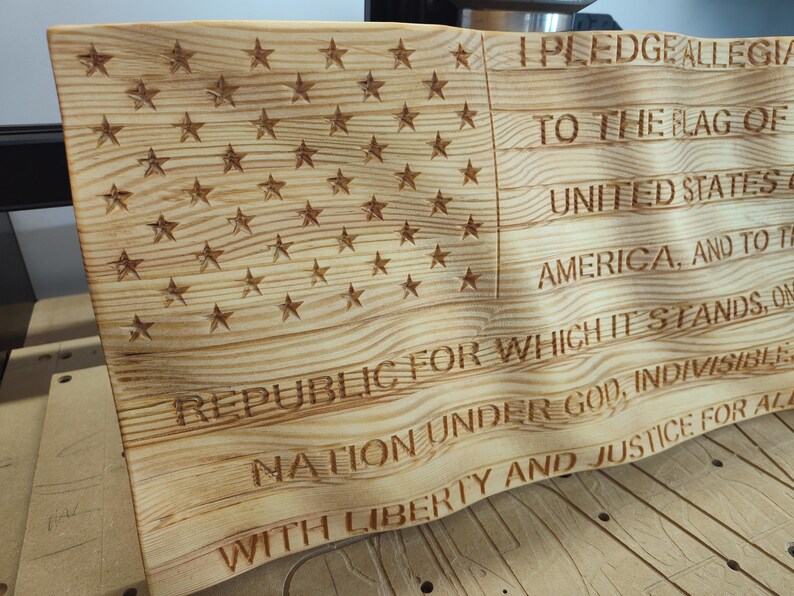 Wavy Wooden Pledge of Allegiance Flag - Etsy