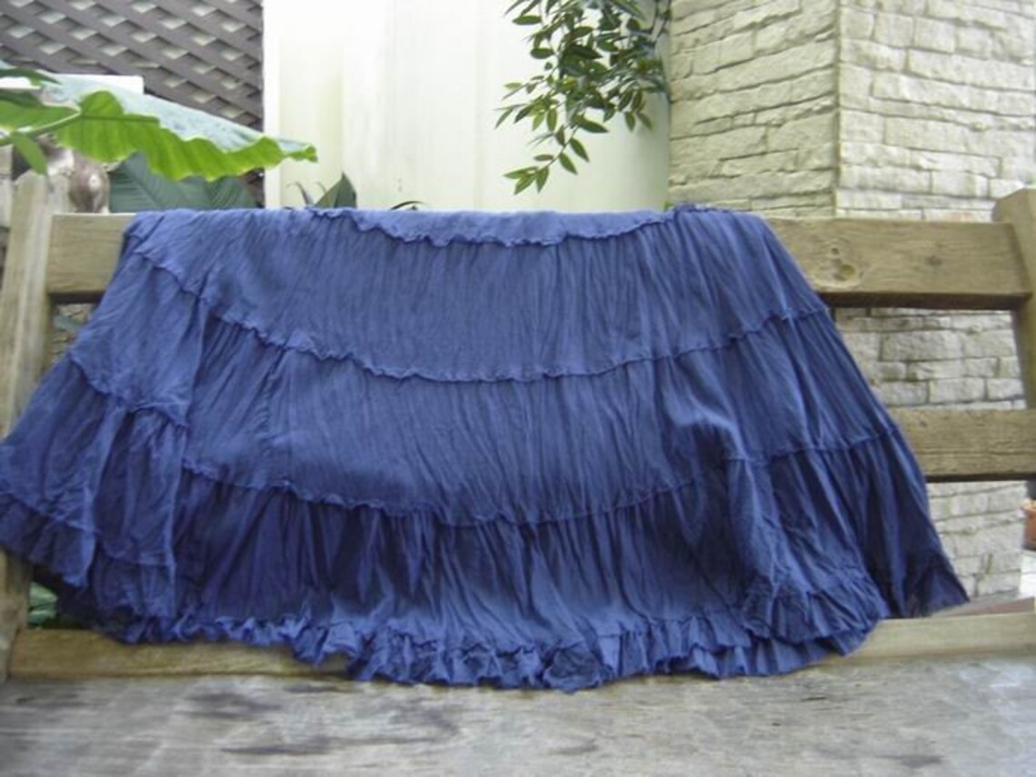 Ariel on Earth Boho Gypsy Long Tiered Ruffle Cotton Skirt - Navy Blue ...