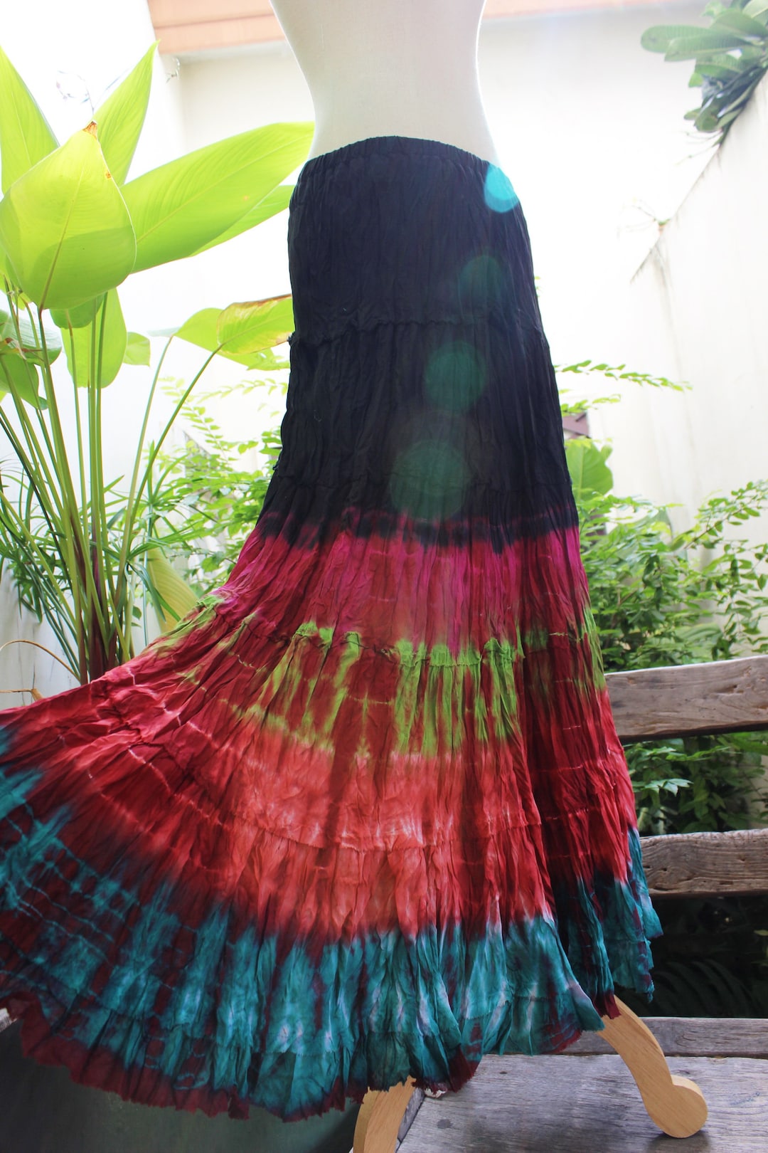 ARIEL on Earth - Boho Gypsy Long Tiered Ruffle Patchwork Tie Dyed ...