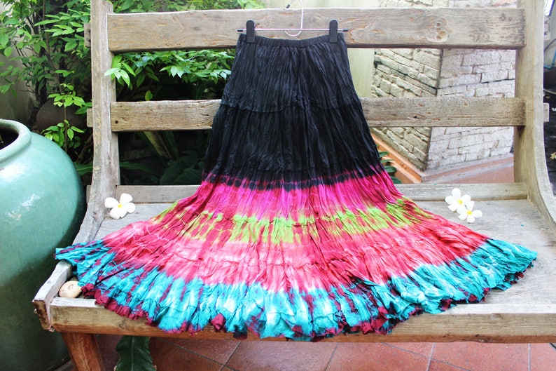 ARIEL on Earth - Boho Gypsy Long Tiered Ruffle Patchwork Tie Dyed ...
