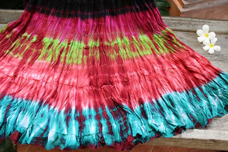 ARIEL on Earth - Boho Gypsy Long Tiered Ruffle Patchwork Tie Dyed ...