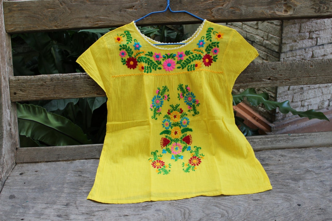 M-L Bohemian Embroidered Top - Yellow 1 - Etsy